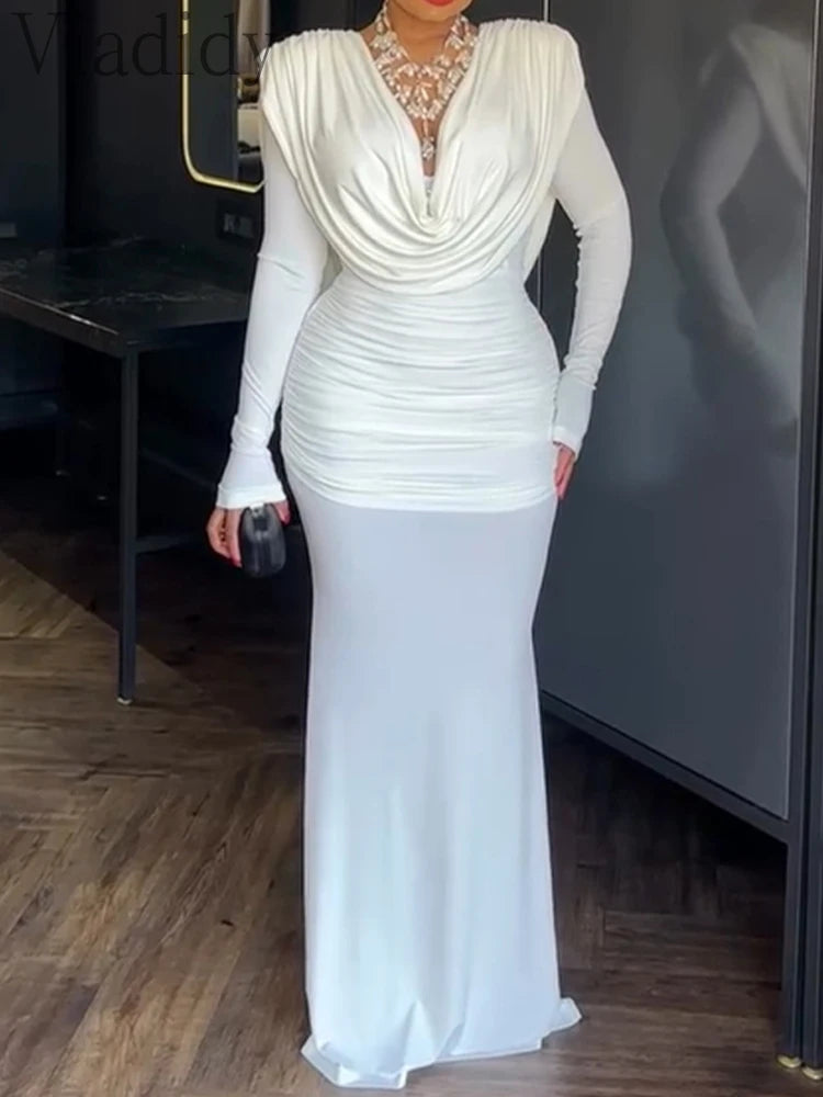 "Elise" Draped Maxi Gown – Raya Bloom